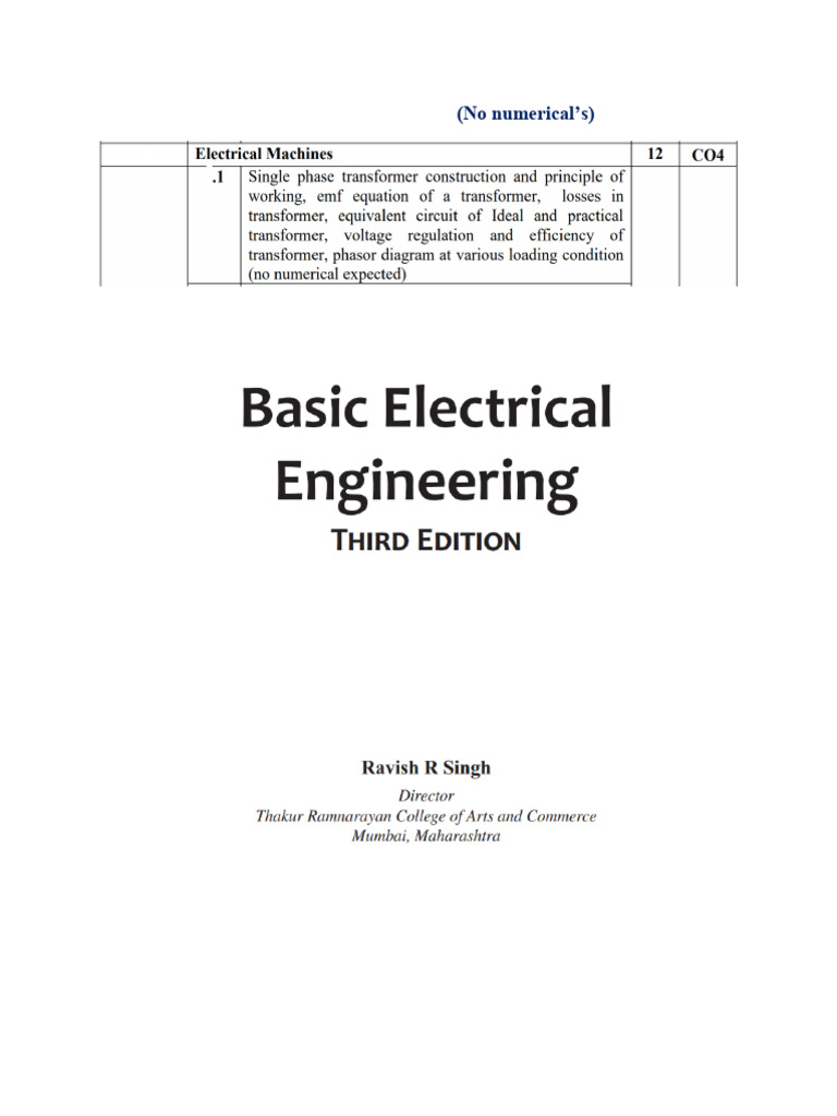 EEEE Module 4.1 Transformer FROM Textbook | PDF