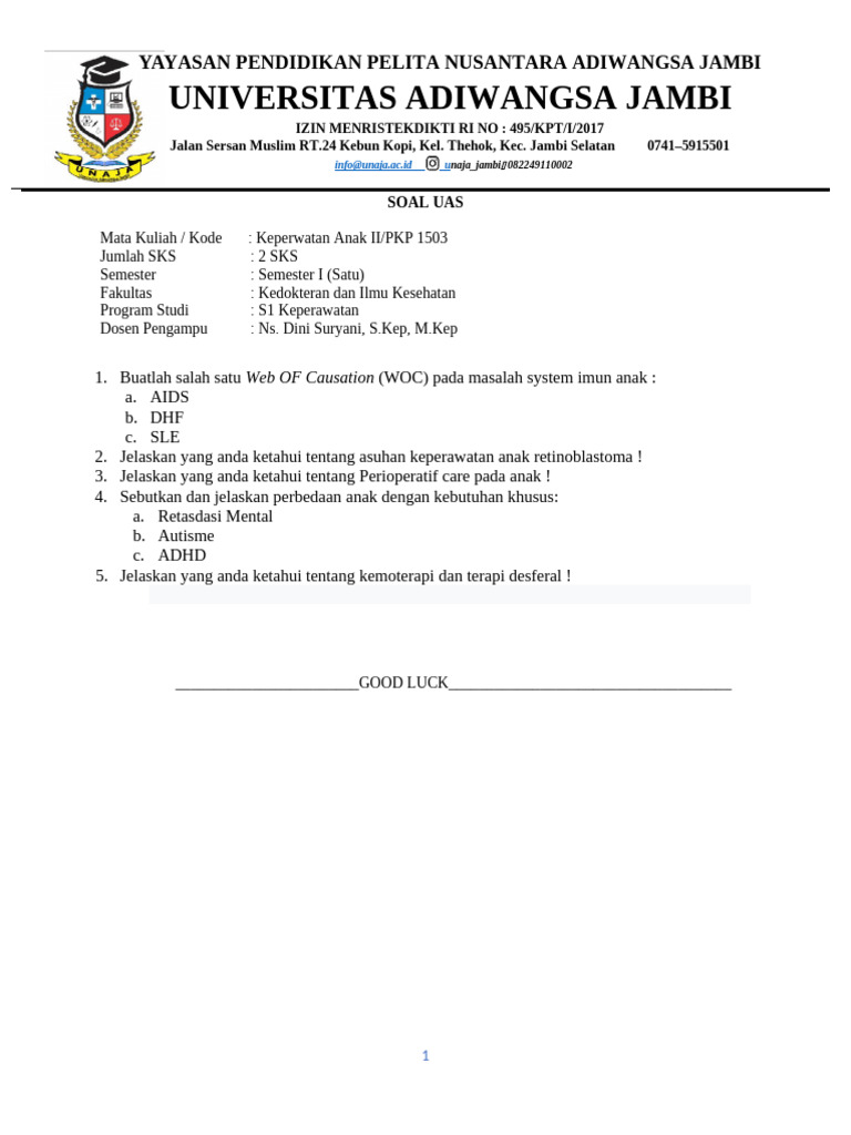 Soal Uas Kep Anak | PDF