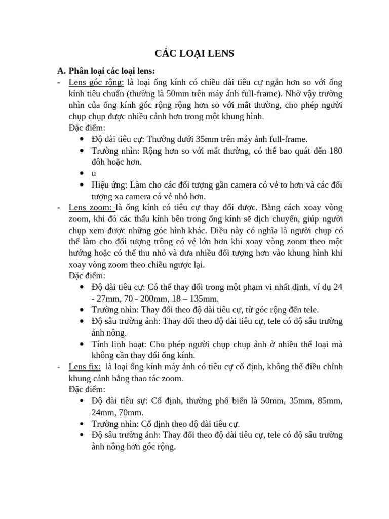 Các Lo I Lens | PDF