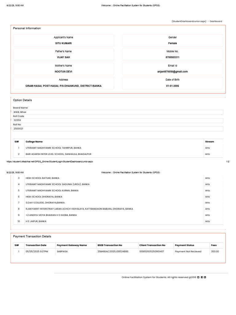 Welcome - Online Facilitation System For Students (OFSS) Situ | PDF