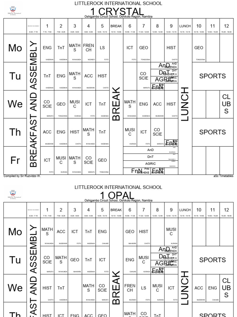 Timetable For Classes New | PDF
