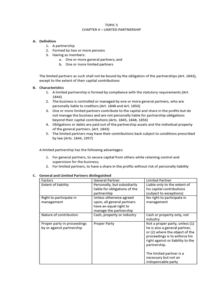 Understanding Limited Partnerships | PDF | Limited Partnership ...