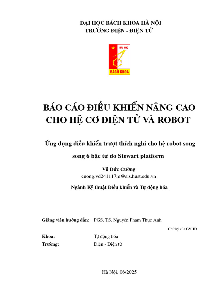 Vu Duc Cuong 20241117m - Bao Cao Dieu Khien Robot Va He Co Dien Tu | PDF