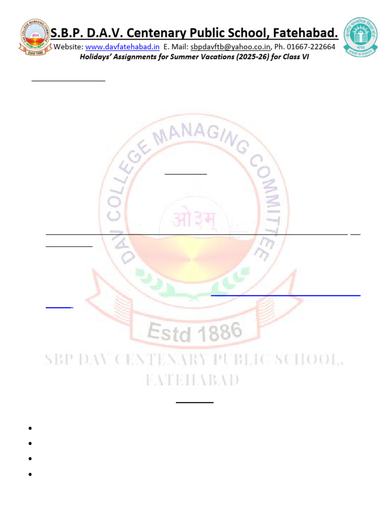 SPB Class 6TH Summer Holiday Work | PDF | Foods | Waste