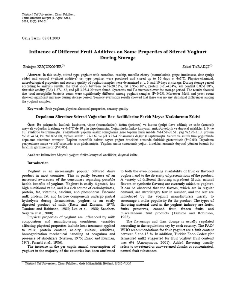 Influence of Different Fruit Additives o | PDF