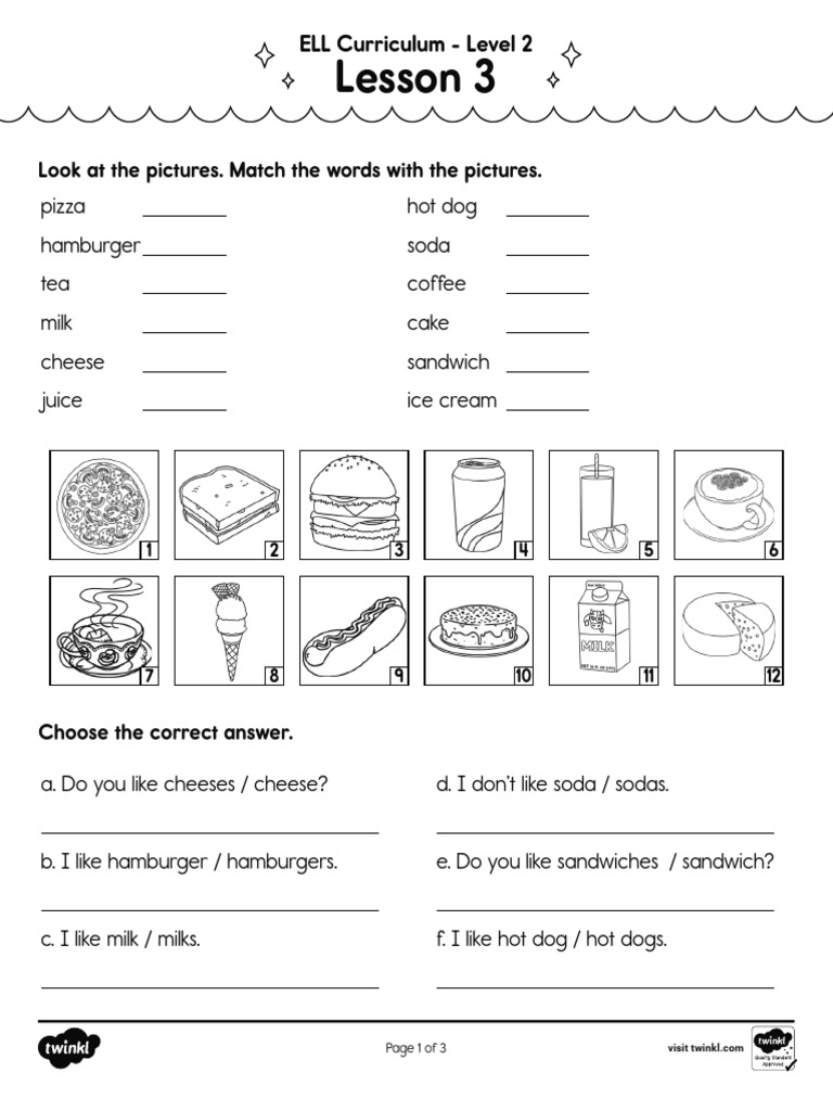 BW ELL Curriculum Level 2 - Lesson 3 | PDF | Western Cuisine | Cuisine