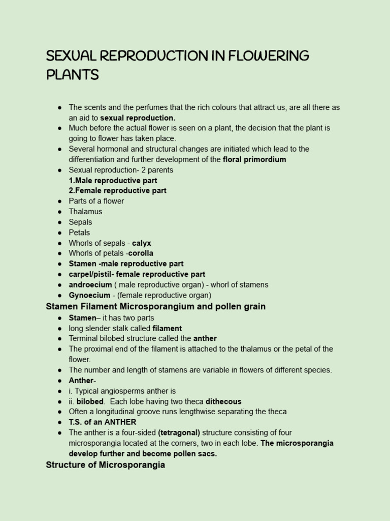 Sexual Reproduction in Flowering Plants | PDF | Pollination | Flowers