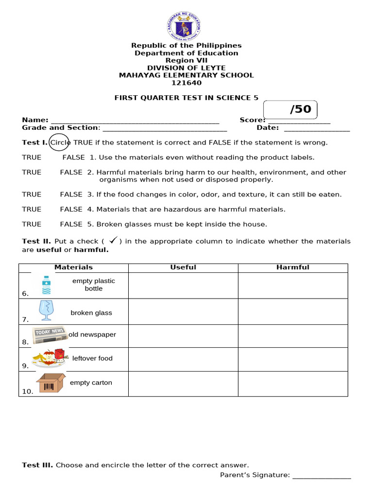 Validated Science5 q1 Periodical Test 1 1 | PDF | Combustion | Oxygen