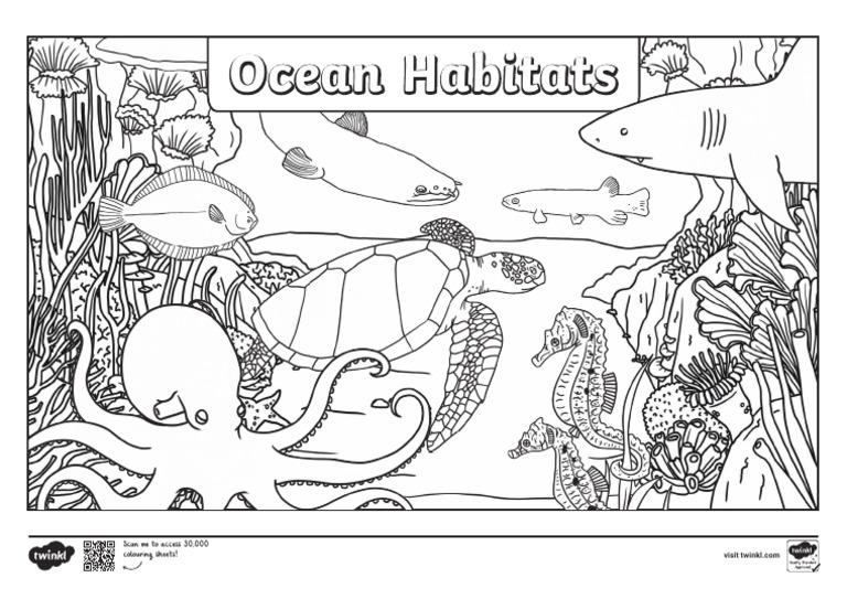 T TP 1652685345 Ocean Habitats Colouring Page - Ver - 2 | PDF