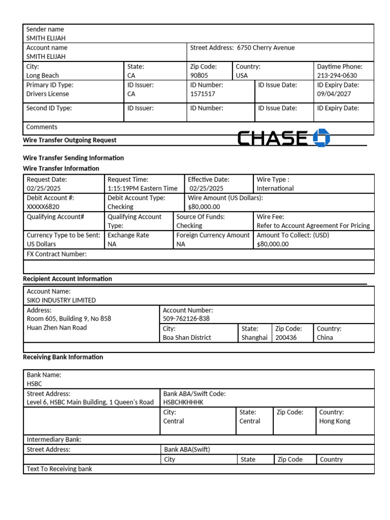 Wire Transfer Outgoing Request | PDF | Wire Transfer | Banking
