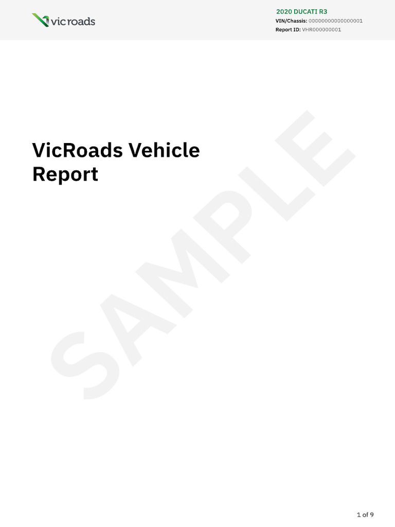 Sample Motorcycle Vehicle Report | PDF | Vehicles
