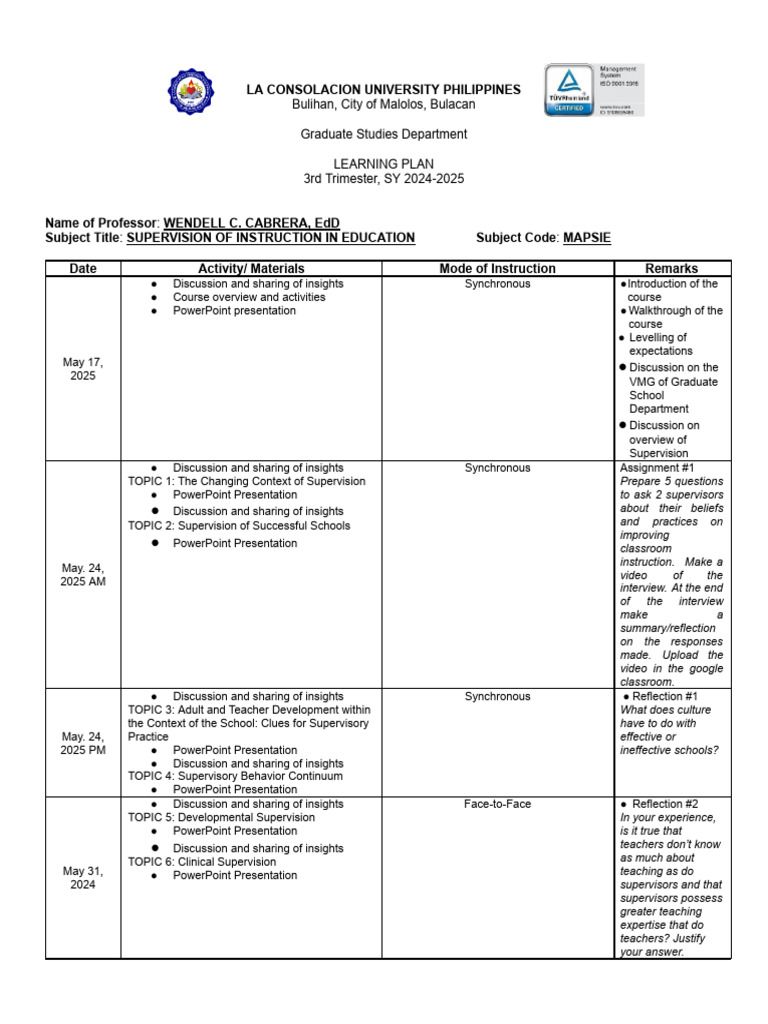 GS-Learning-Plan-Template MAPSIE 3rd Sem SY 2024-25 | PDF | Human ...