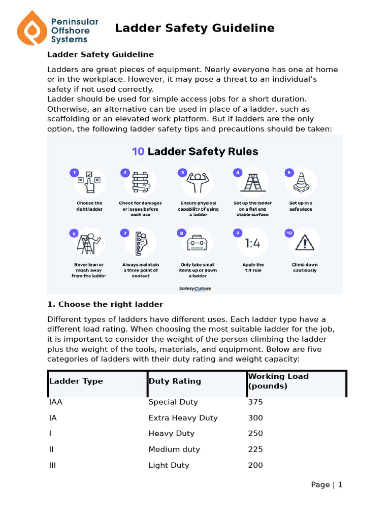 Ladder Safety Guideline | PDF | Ladder