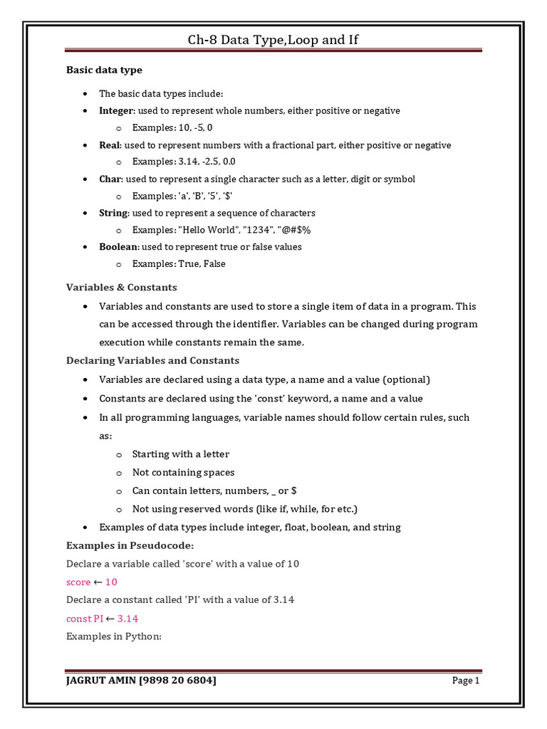 Data Types and Control Structures | PDF | Boolean Data Type | Control Flow