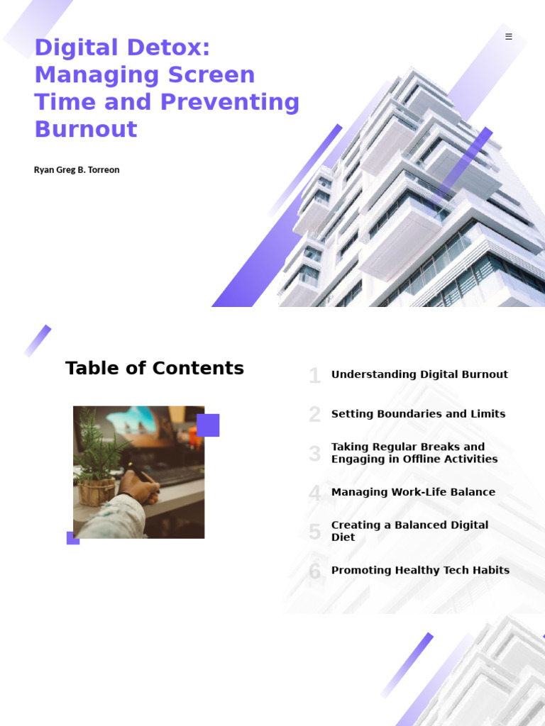 Digital Detox: Managing Screen Time | PDF | Occupational Burnout ...