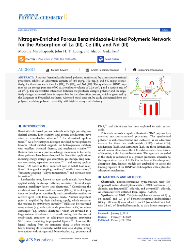 Maruthapandi Et Al 2020 Nitrogen Enriched Porous Benzimidazole Linked Polymeric Network For The ...