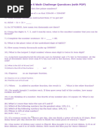 Grade 5 Sample Math Challenge Questions and Answer | PDF | Area | Chicken