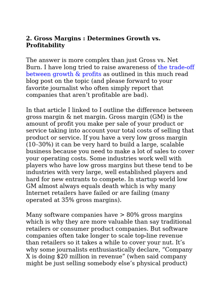 Gross Margins: Growth vs. Profitability Insights | PDF | Gross Margin ...