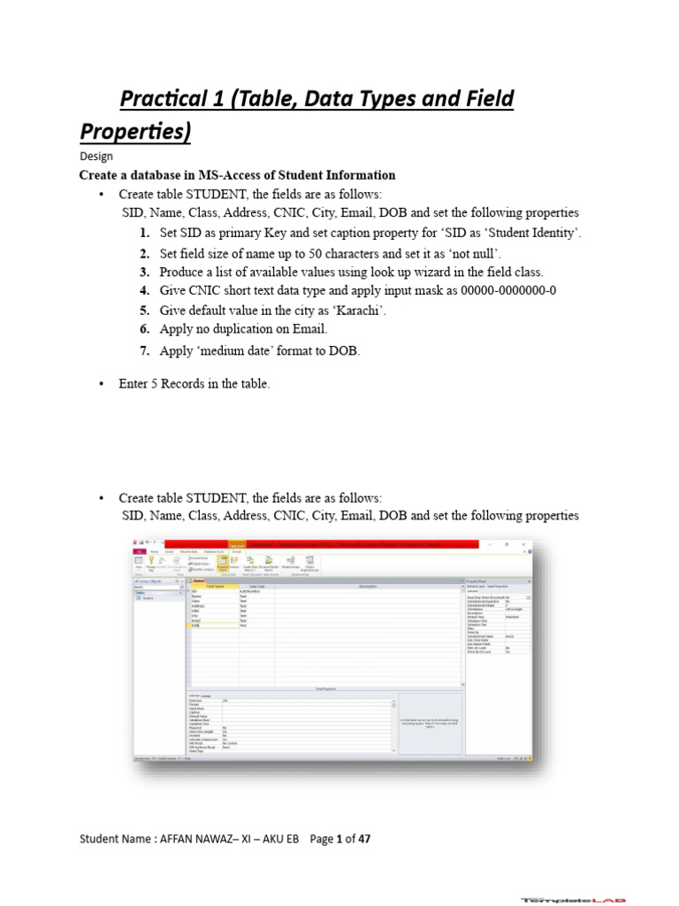 XI Computer Sci Portfolio | PDF | Microsoft Access | Table (Database)