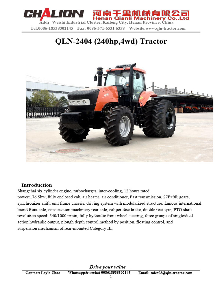 240HP 280HP Chalion Brand Tractor | PDF | Axle | Tractor