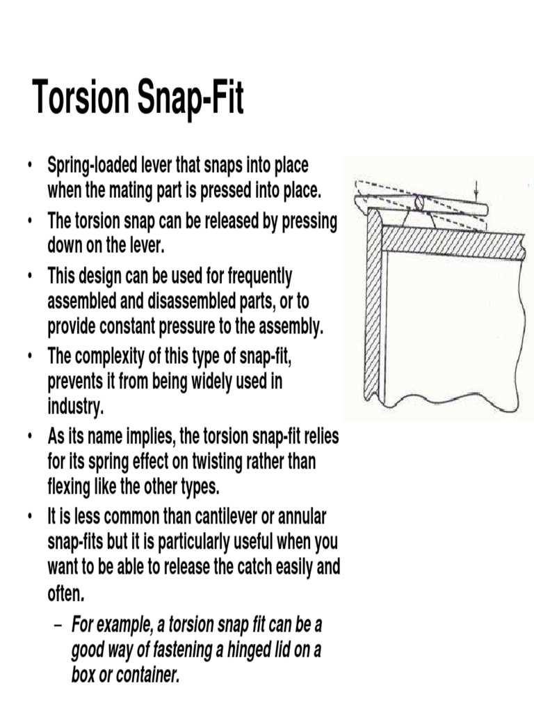Torsion Snap-Fit Mechanism Overview | PDF