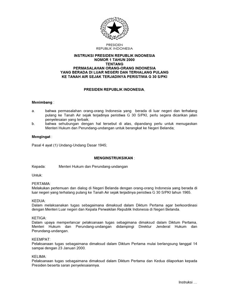 Inpres No 1 TH 2000 | PDF