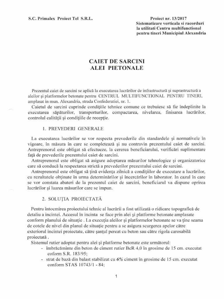 Caiet de Sarcini Alei Pietonale | PDF
