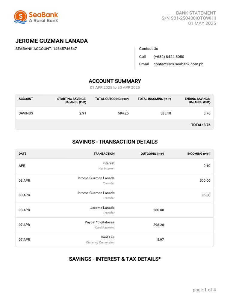 Seabank Statement 20250531 | PDF | Interest | Annual Percentage Rate