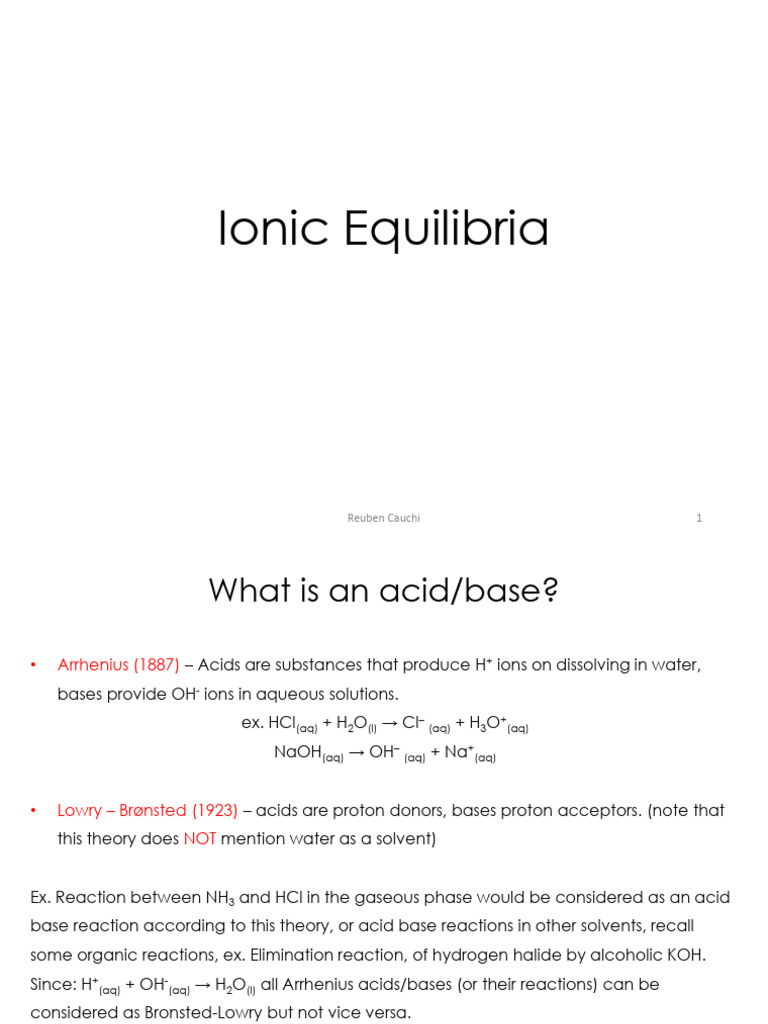 Section-8 Ionic Equilibria 2024-2025 | PDF | Acid | Ph