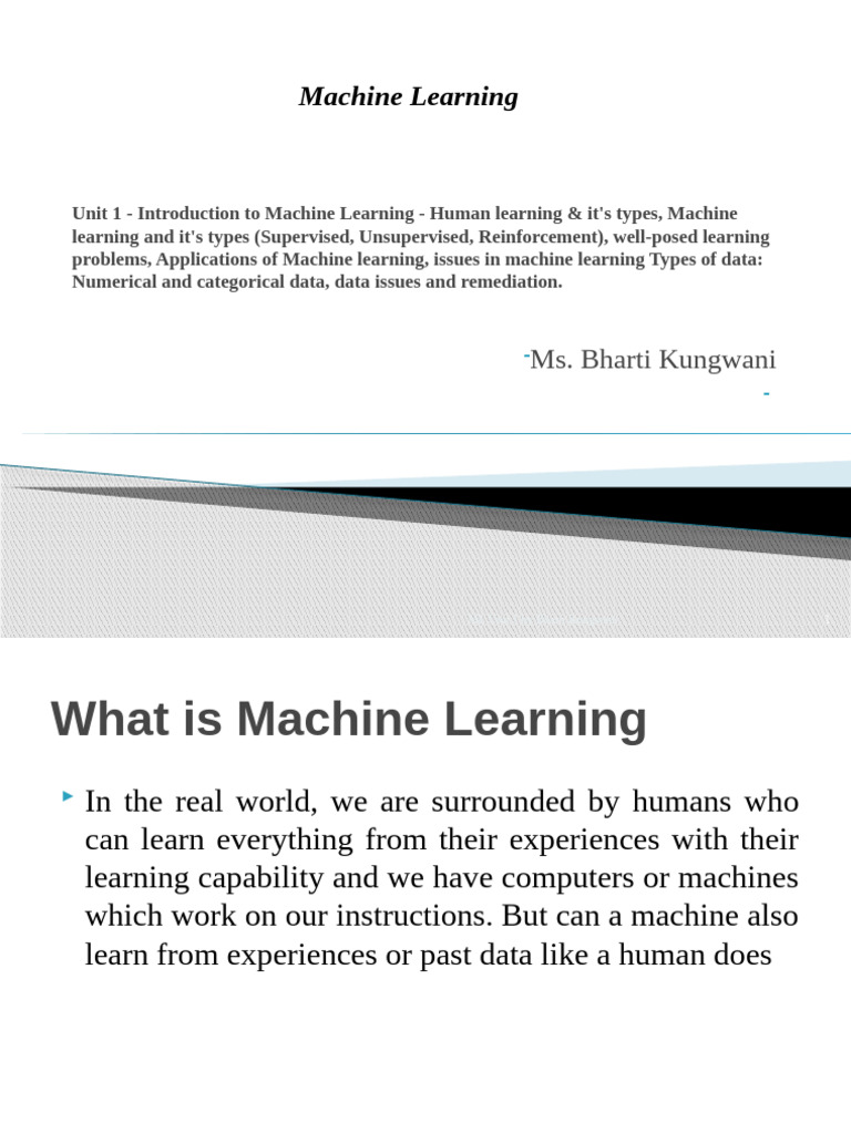 Unit 1 - Introduction To Machine Learning | PDF | Machine Learning | Dependent And Independent ...