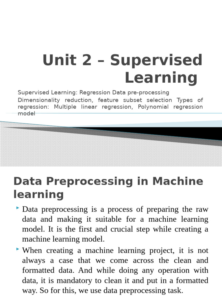 Unit 2 - Supervised Learning - Regression | PDF | Linear Regression | Dependent And Independent ...