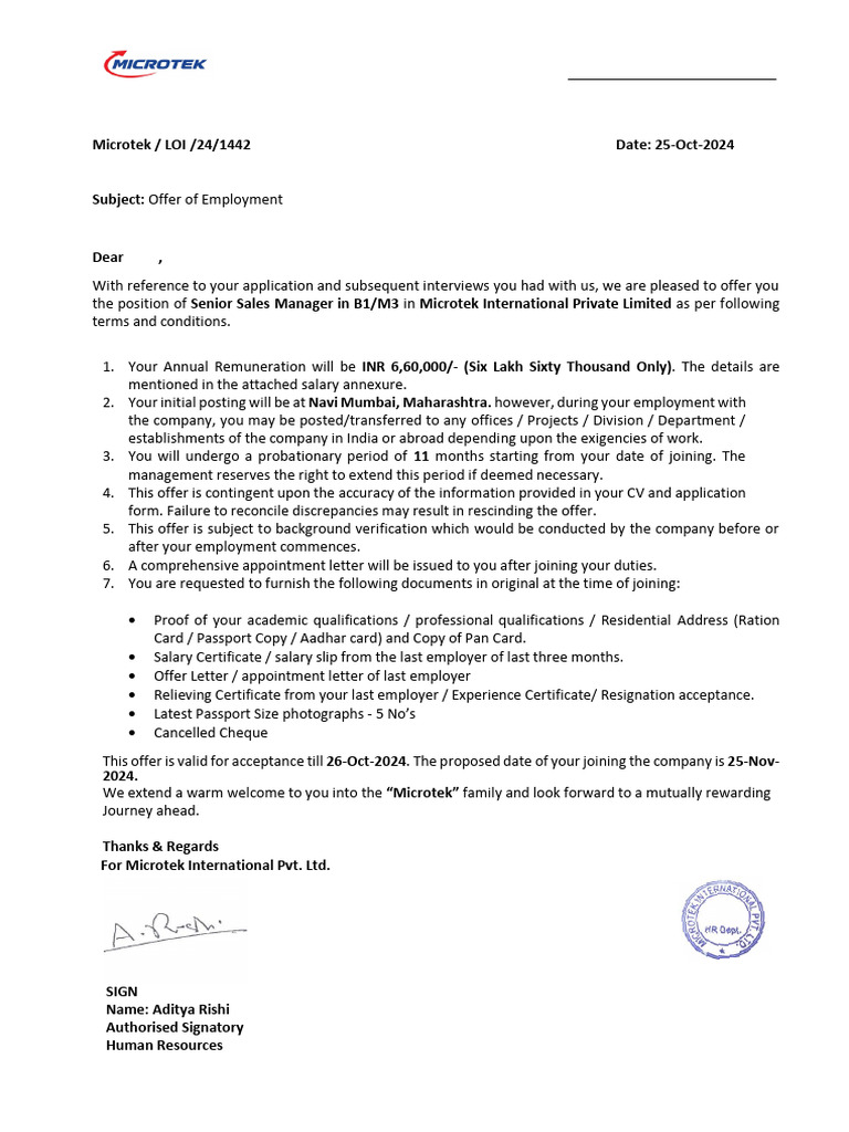 Loi - Amit Shyam Sonawane | PDF