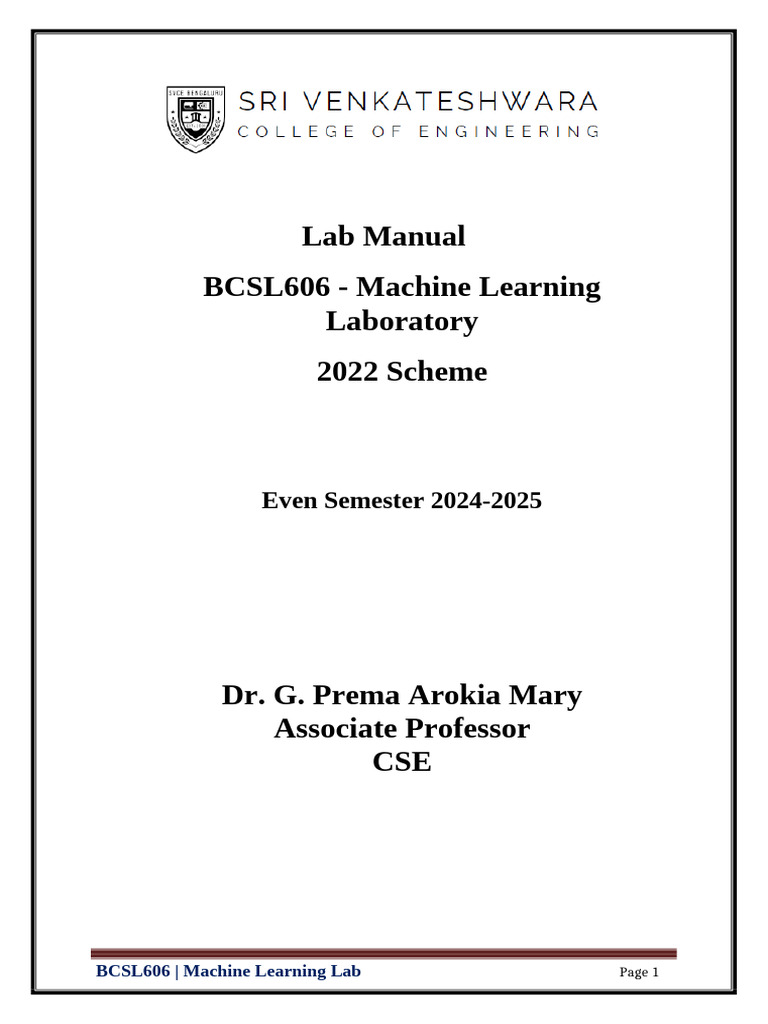 Machine Learning (BCSL606) Lab Manual | PDF | Quartile | Principal ...