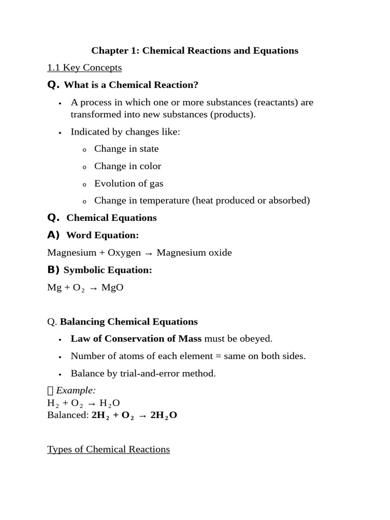 Chemical Reactions and Equations Guide | PDF | Redox | Chemical Reactions