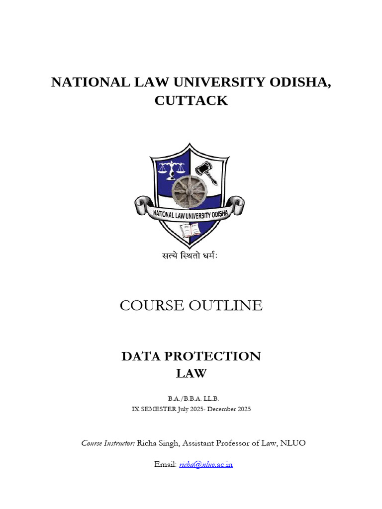 Data Protection Law Course Outline | PDF | Privacy | Information Privacy