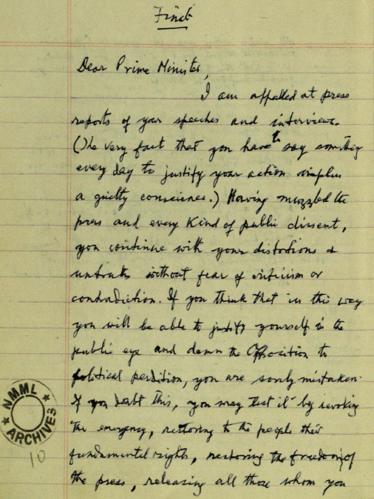 JP Letters To Indira Merged PDF | PDF