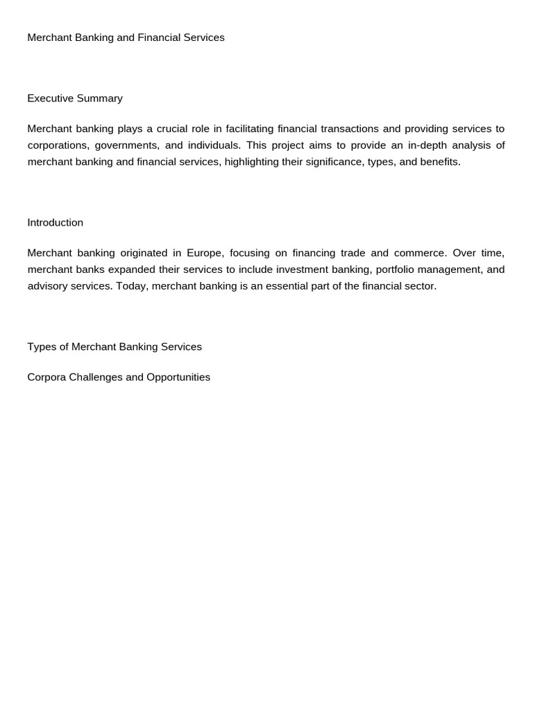 Overview of Merchant Banking Services | PDF