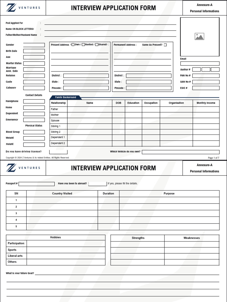 Interview Application Form | PDF | Employment | Salary