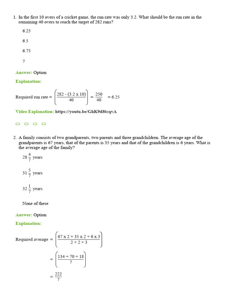 Average - Aptitude Questions and Answers | PDF | Chess Theory | Chess