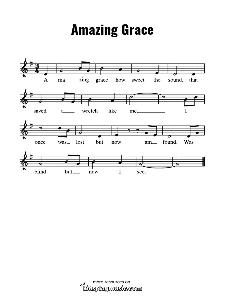 Amazing Grace Recorder Sheet Music | PDF