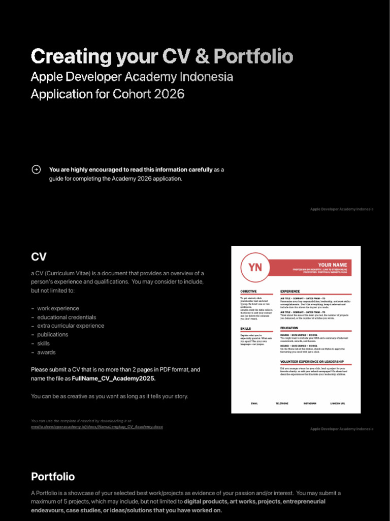 Portfolio Guidance For Apple Developer Academy Indonesia Pdf