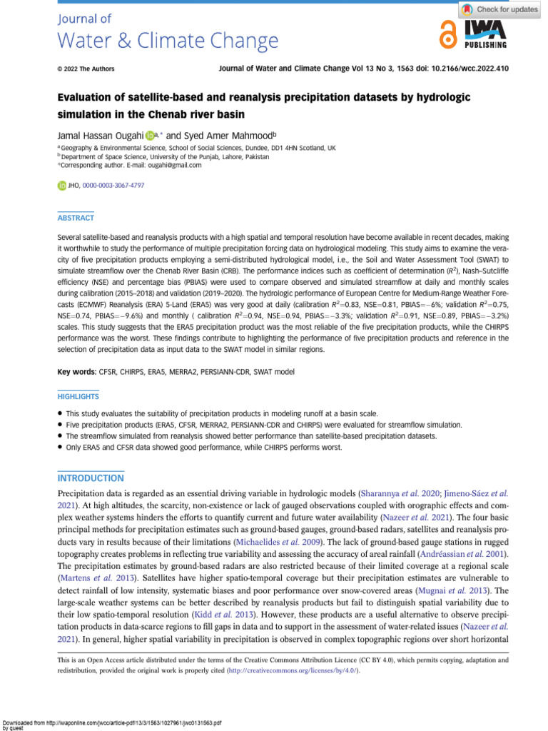 Evaluation Of Satellite Based And Reanalysis Precipitation Datasets By Hydrologic Simulation In
