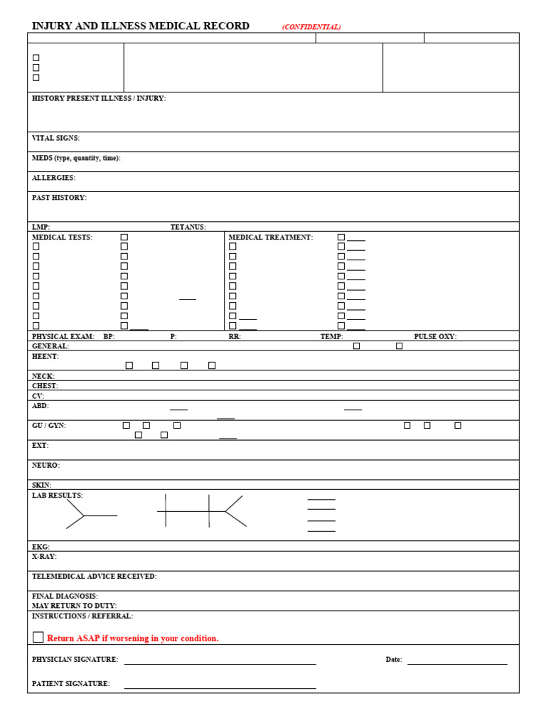 Medical Record: Injury & Illness Report | PDF | Diseases And Disorders ...