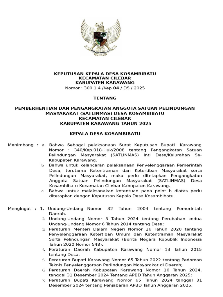 Contoh SK Linmas Fix 2025 | PDF