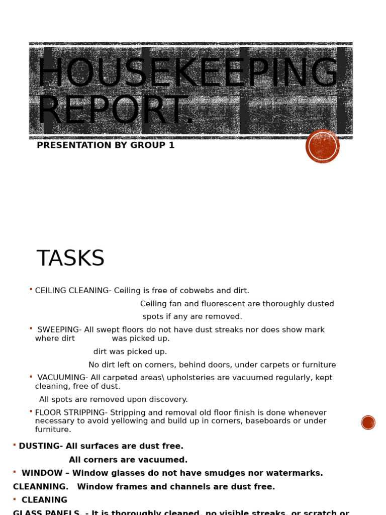 Housekeeping Presentation | PDF | Housekeeping | Home
