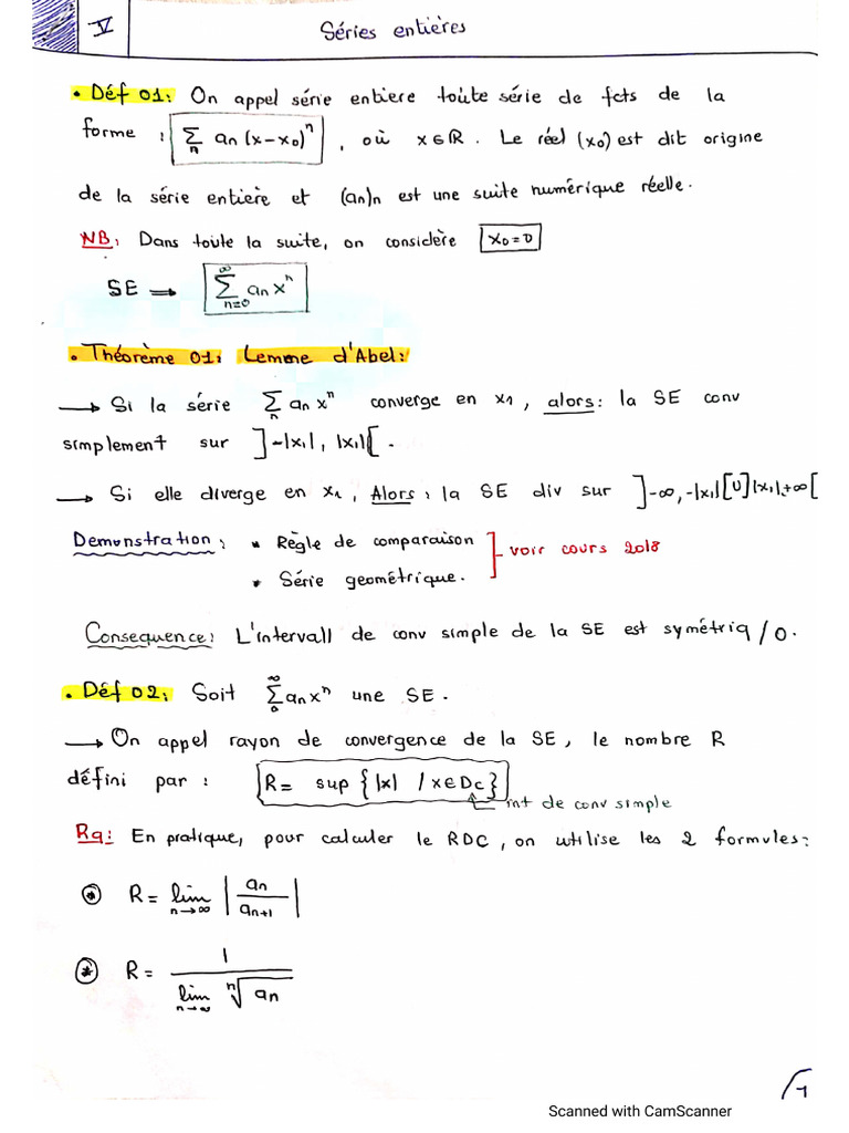 Cours Séries Entières | PDF