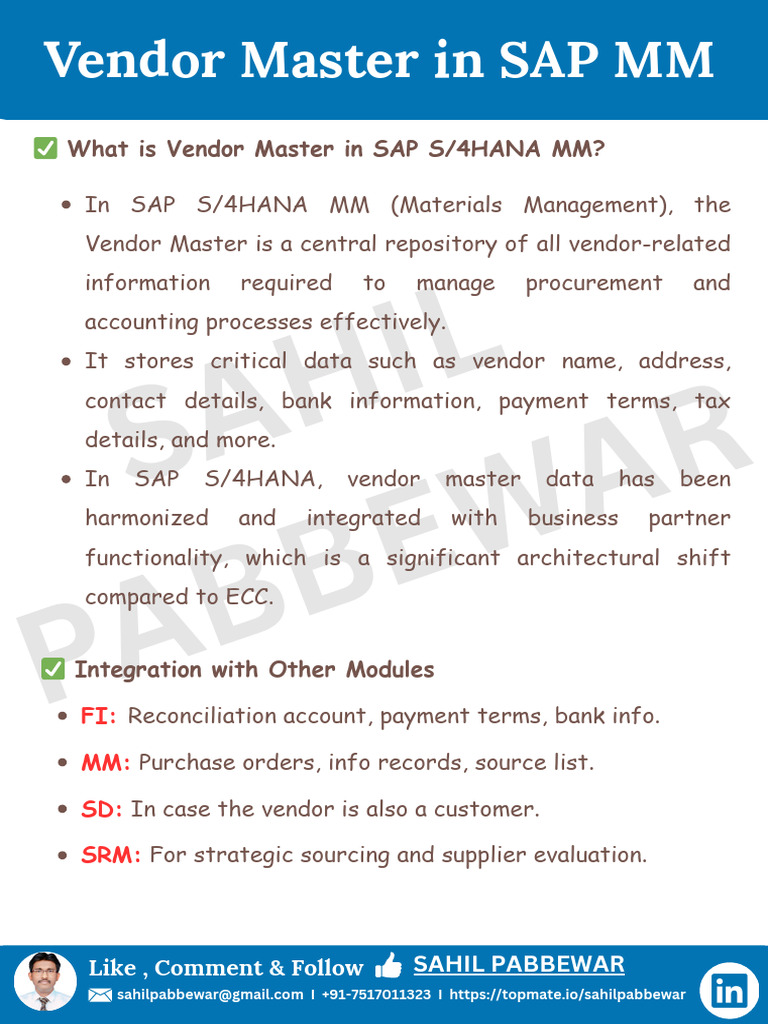 Vendor Master Data in SAP S/4HANA | PDF | Computing | Business