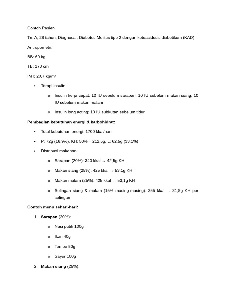 Contoh Pasien Distribusi Karbohidrat | PDF