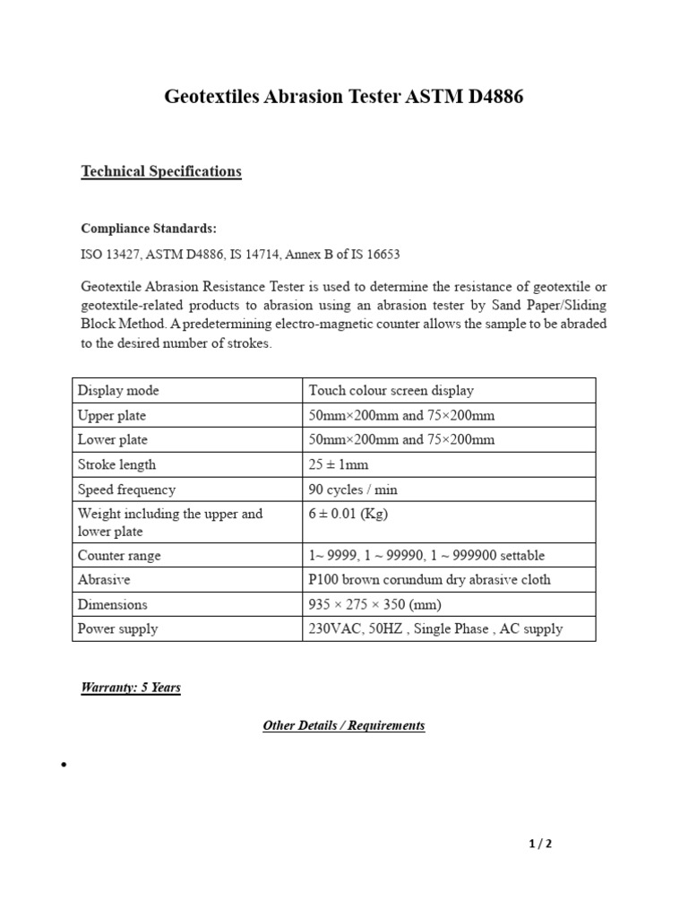 Abrasion Test-ASTM D 4886 | PDF | Abrasive