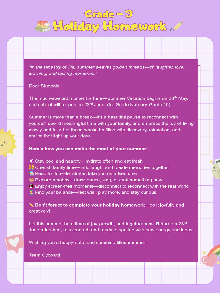 Holiday Homework Grade 3 | PDF | Shape